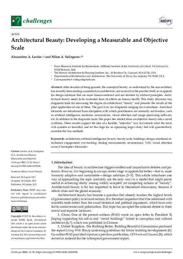 (PDF) Architectural Beauty: Developing a Measurable and Objective Scale