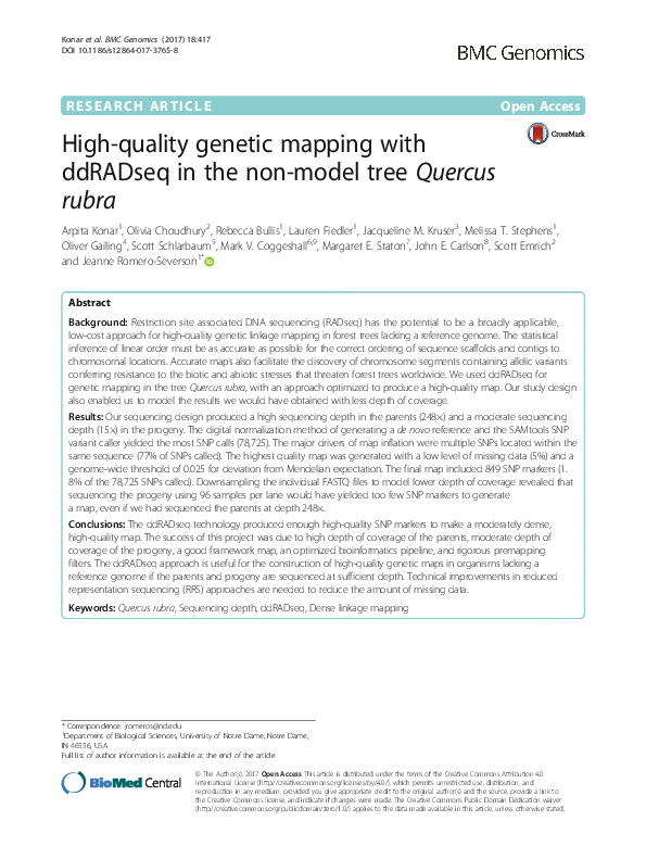 (PDF) High-quality genetic mapping with ddRADseq in the non-model tree ...
