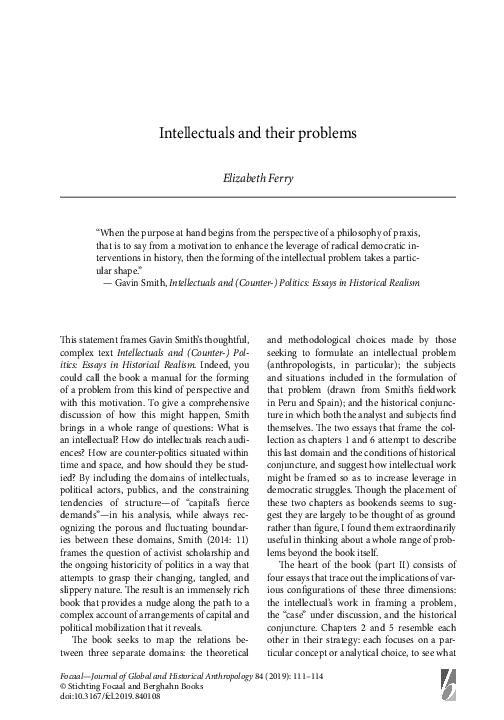 (PDF) Intellectuals and their problems