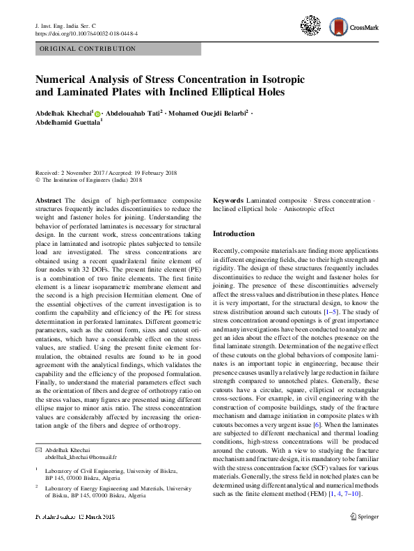 (PDF) Numerical Analysis of Stress Concentration in Non-uniformly ...