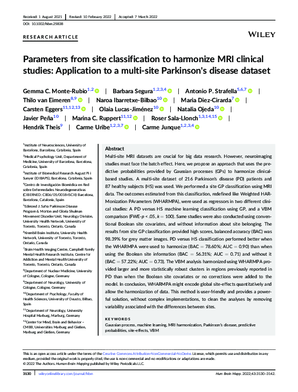 (PDF) Parameters from site classification to harmonize MRI clinical studies: Application to a ...