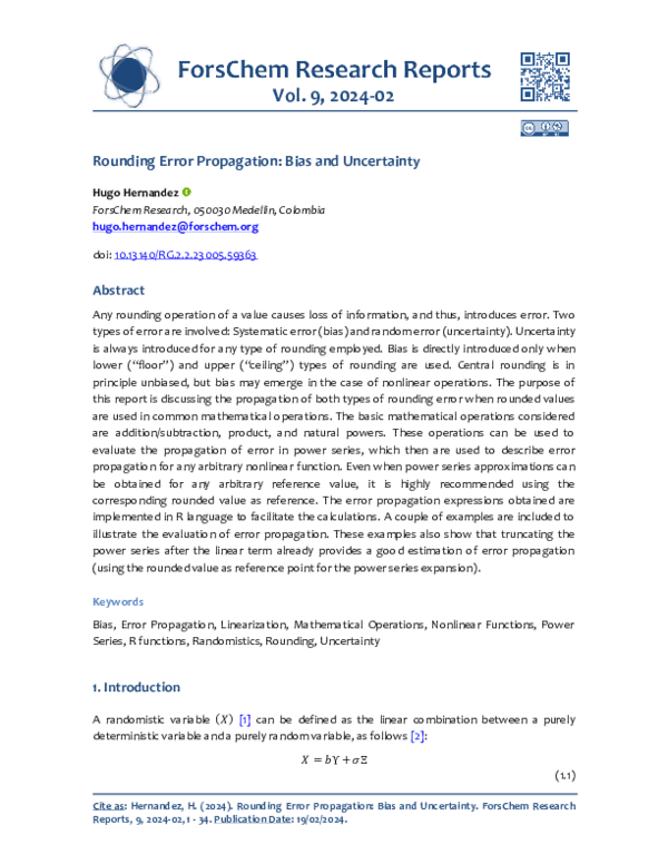 (PDF) Rounding Error Propagation: Bias and Uncertainty (PDF) Rounding Error Propagation: Bias and Uncertainty