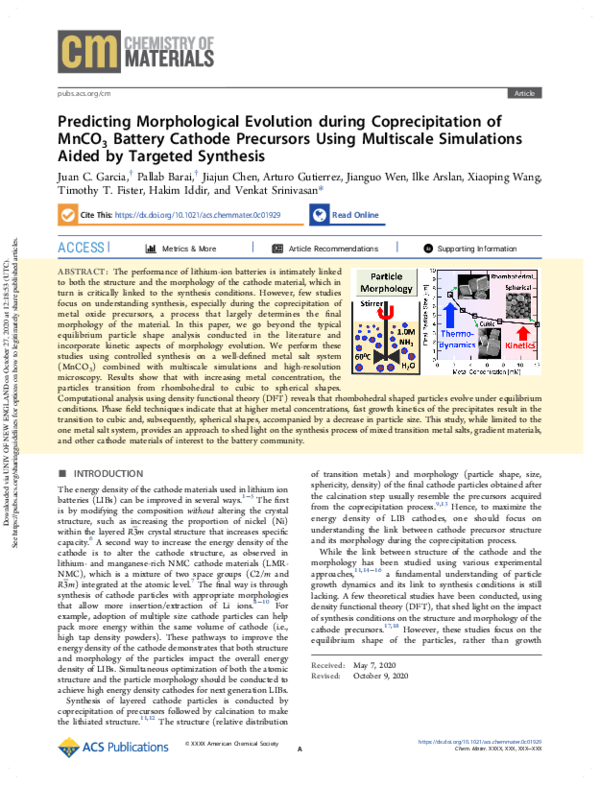 (PDF) Predicting Morphological Evolution during Coprecipitation of MnCO ...