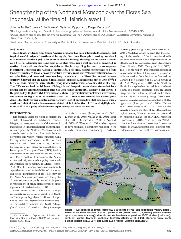 (PDF) Strengthening of the Northeast Monsoon over the Flores Sea ...