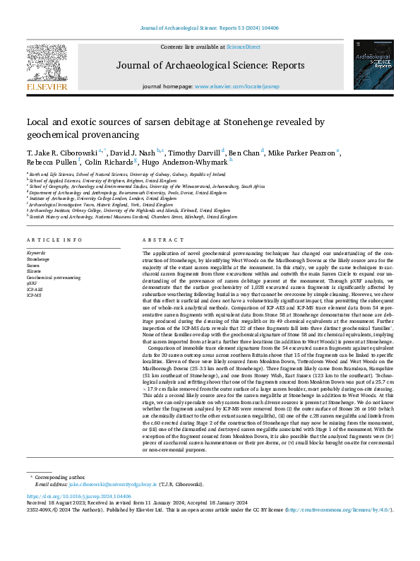 (PDF) Local and exotic sources of sarsen debitage at Stonehenge ...
