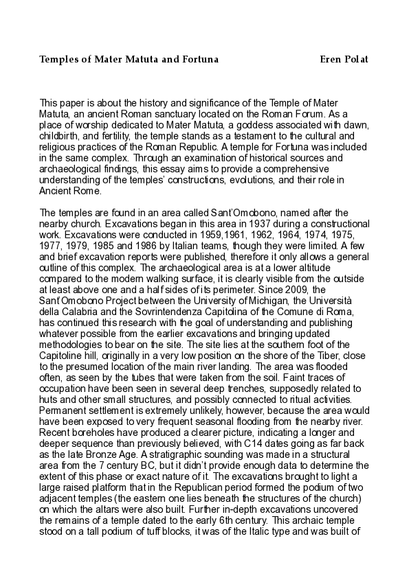(PDF) Temples of Mater Matuta and Fortuna