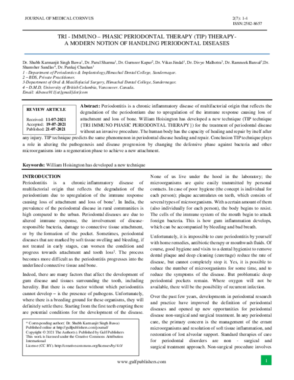 (PDF) TRI - IMMUNO – PHASIC PERIODONTAL THERAPY (TIP) THERAPY-A MODERN ...