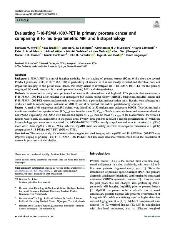 (PDF) Evaluating F-18-PSMA-1007-PET in primary prostate cancer and ...