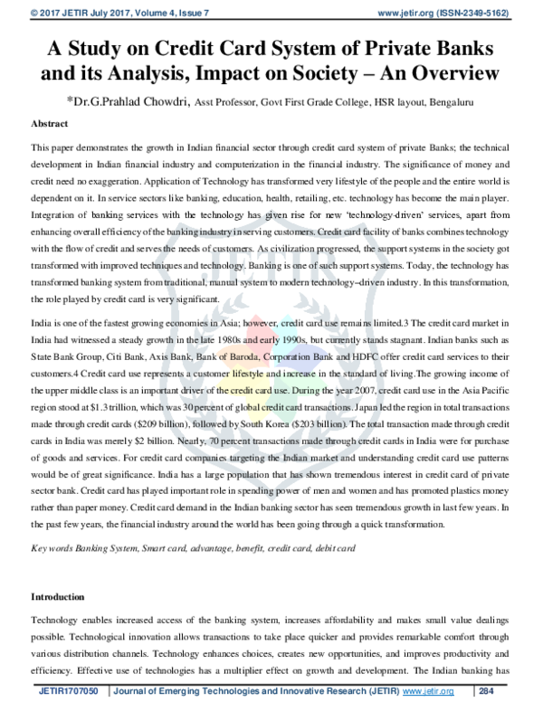 (PDF) A Study on Credit Card System of Private Banks and its Analysis ...