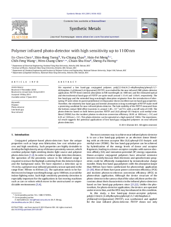 (PDF) Polymer infrared photo-detector with high sensitivity up to 1100nm