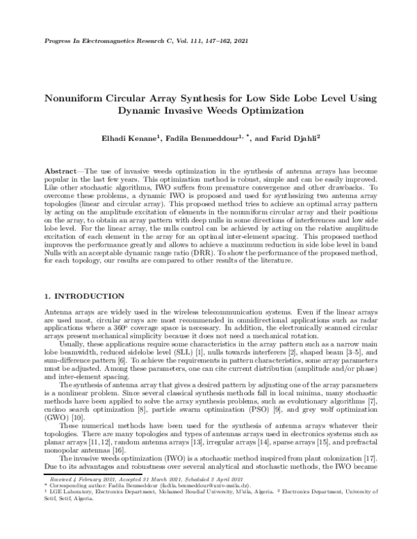 (PDF) Nonuniform Circular Array Synthesis for Low Side Lobe Level Using ...