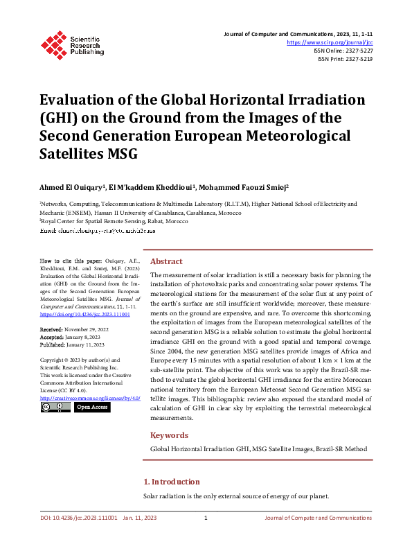 (PDF) Evaluation of the Global Horizontal Irradiation (GHI) on the ...