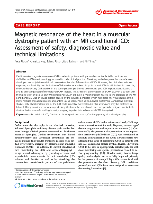 (PDF) Magnetic resonance of the heart in a muscular dystrophy patient ...