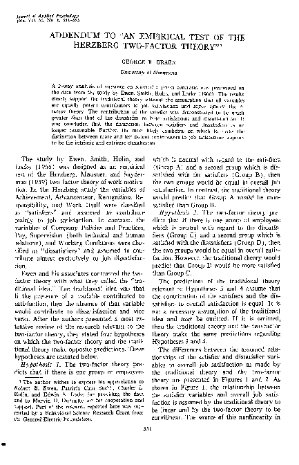 (PDF) Addendum to "An empirical test of the Herzberg two-factor theory