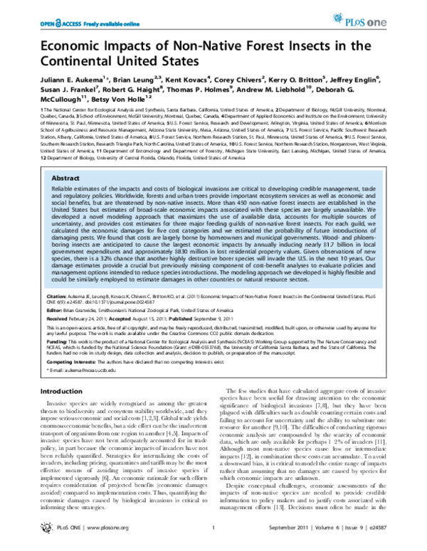 (PDF) Economic Impacts of Non-Native Forest Insects in the Continental ...