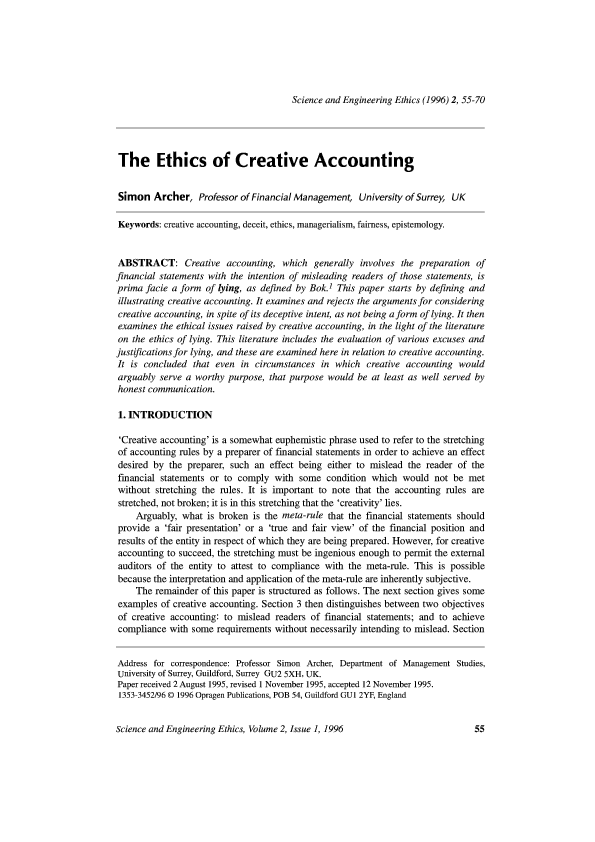 (PDF) The ethics of creative accounting