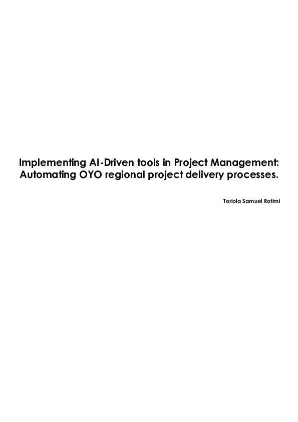 (PDF) Implementing AI-Driven tools in Project Management: Automating OYO regional project ...