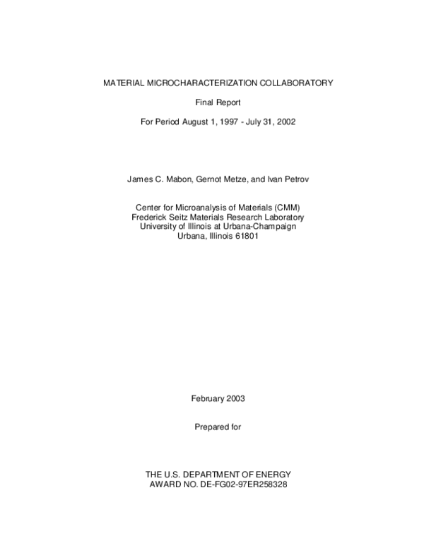 (PDF) Materials Microcharacterization Collaboratory