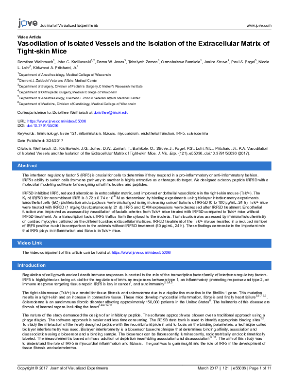 (PDF) Vasodilation of Isolated Vessels and the Isolation of the ...