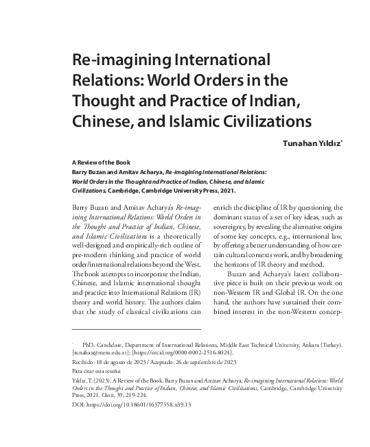 (PDF) Barry Buzan and Amitav Acharya, Re-imagining International ...