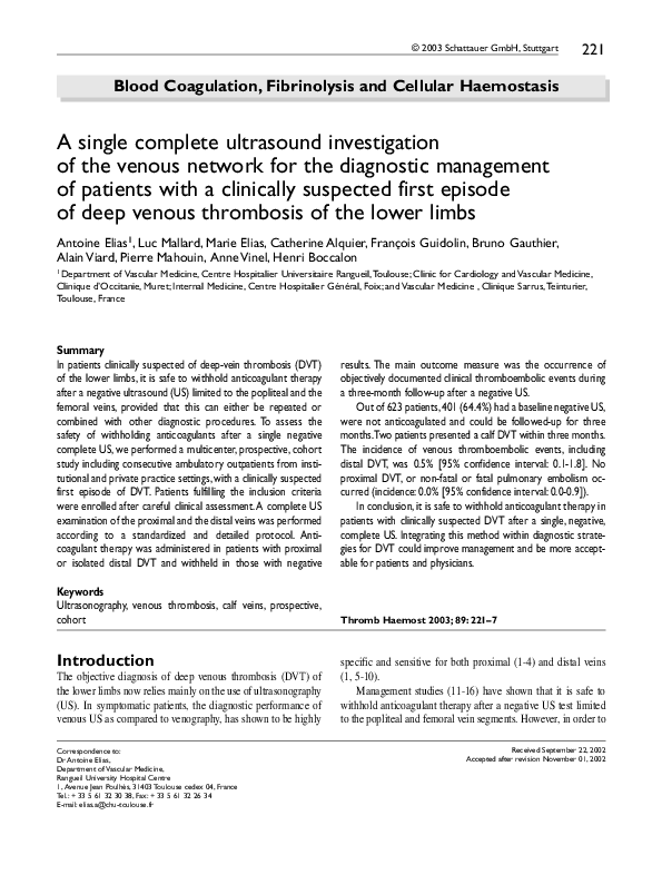 (PDF) A single complete ultrasound investigation of the venous network ...