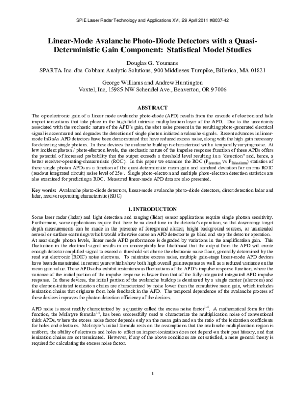 (PDF) Linear-mode avalanche photo-diode detectors with a quasi ...