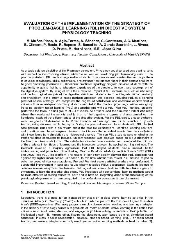 (PDF) Evaluation of the Implementation of the Strategy of Problem-Based ...