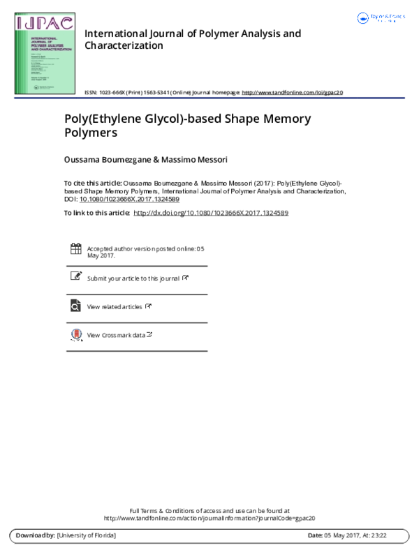 (PDF) Poly(ethylene glycol)-based shape-memory polymers