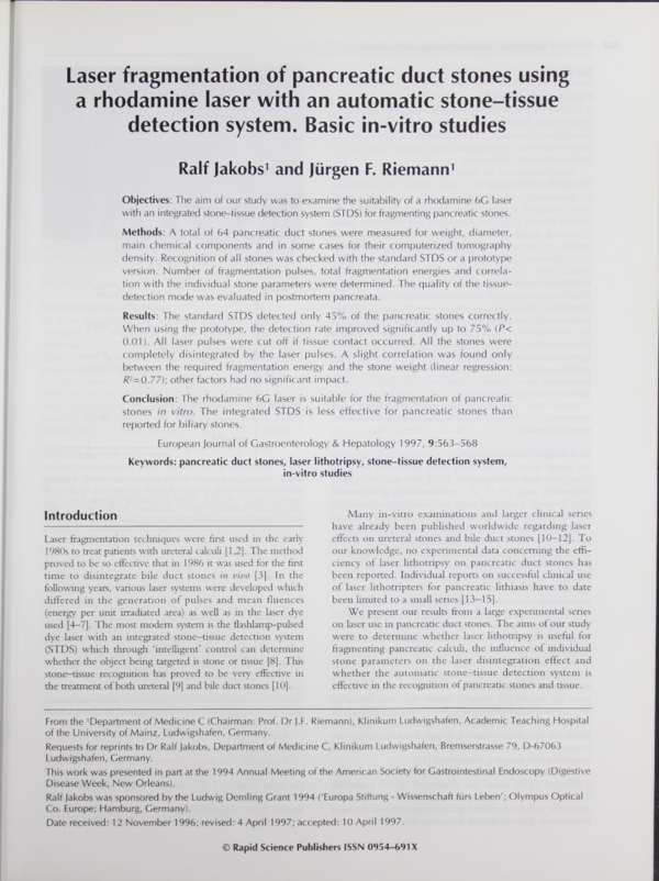 (PDF) Laser fragmentation of pancreatic duct stones using a rhodamine ...