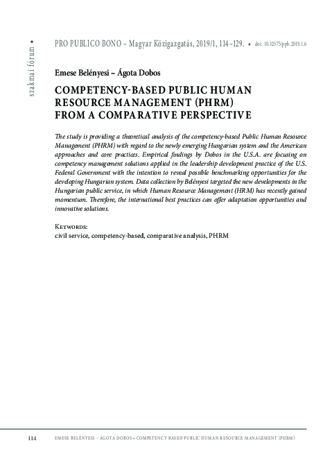 (PDF) Competency-based Public Human Resource Management (PHRM) from a Comparative Perspective