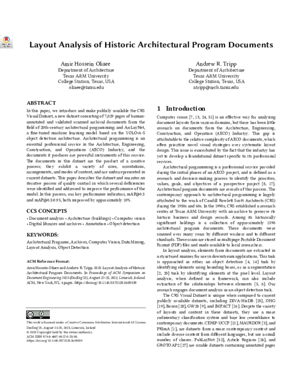 (PDF) Layout Analysis of Historic Architectural Program Documents