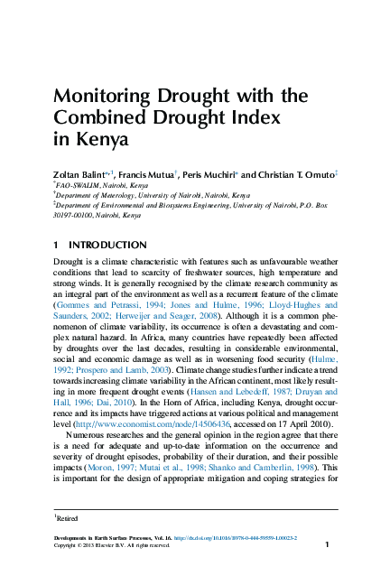(PDF) Monitoring Drought with the Combined Drought Index in Kenya