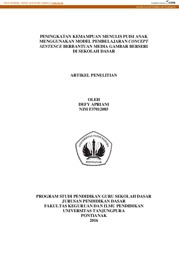 (PDF) Peningkatan Kemampuan Menulis Puisi Anak Menggunakan Model Pembelajaran Concept Sentence ...