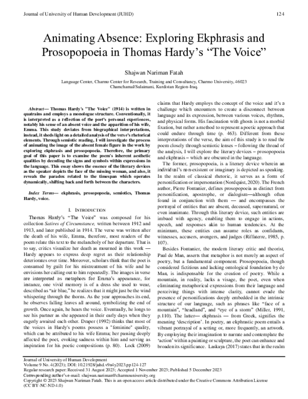 (PDF) Animating Absence: Exploring Ekphrasis and Prosopopoeia in Thomas ...