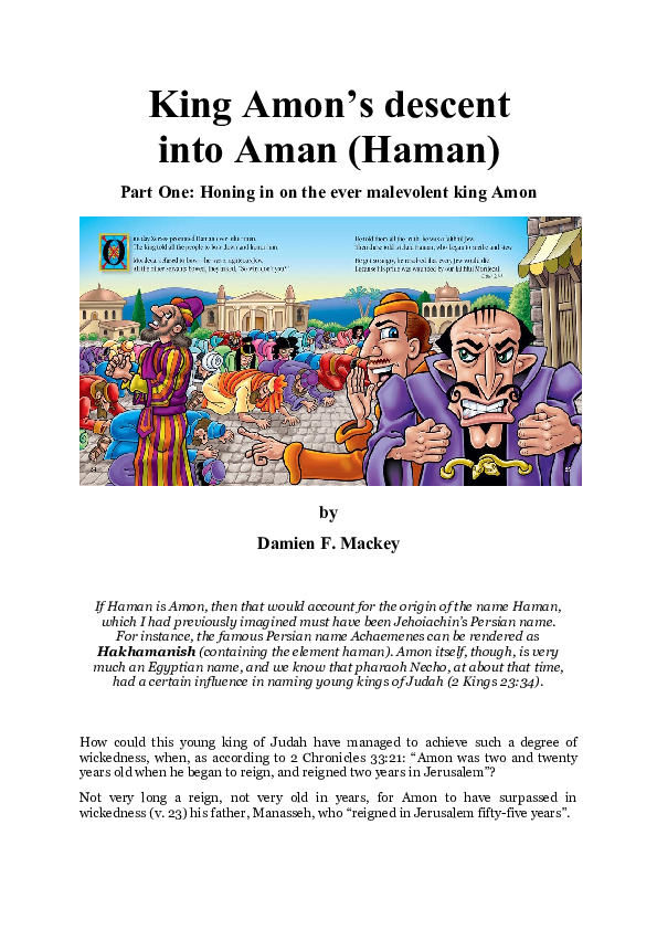 (DOC) King Amon’s descent into Aman (Haman)