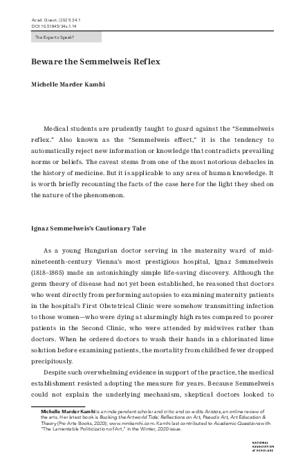 (PDF) Beware the Semmelweis Reflex