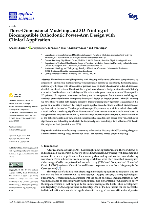 (PDF) Three-Dimensional Modeling and 3D Printing of Biocompatible Orthodontic Power-Arm Design ...