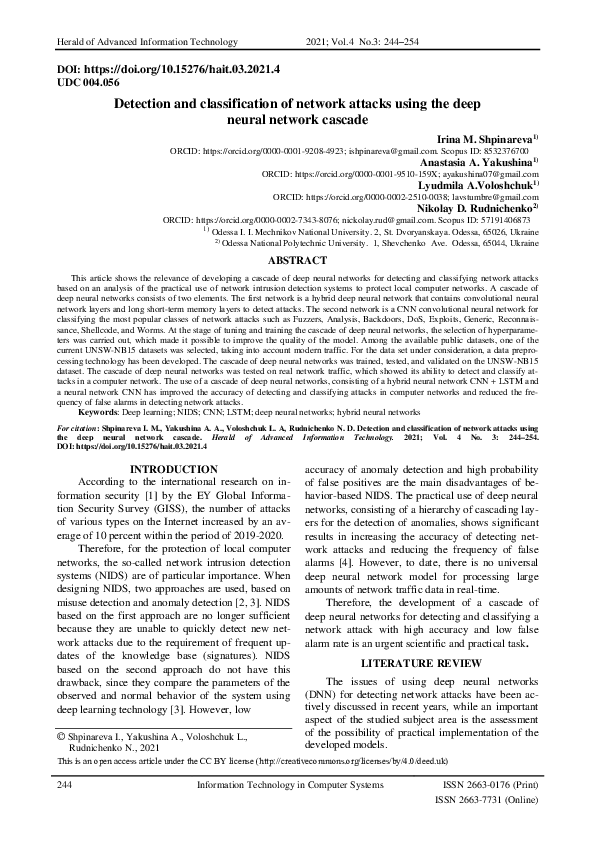 (PDF) Detection and classification of network attacks using the deep ...