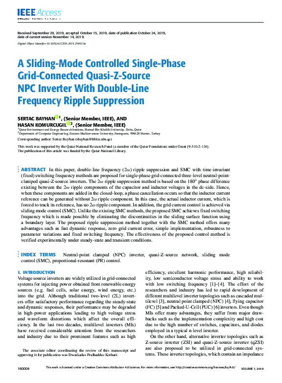 (PDF) A Sliding-Mode Controlled Single-Phase Grid-Connected Quasi-Z-Source NPC Inverter With ...