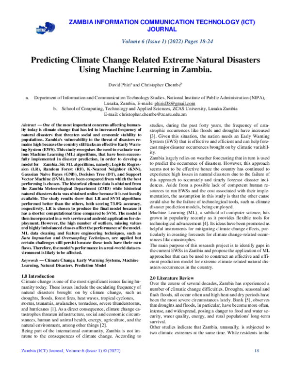 (PDF) Predicting Climate Change Related Extreme Natural Disasters Using ...