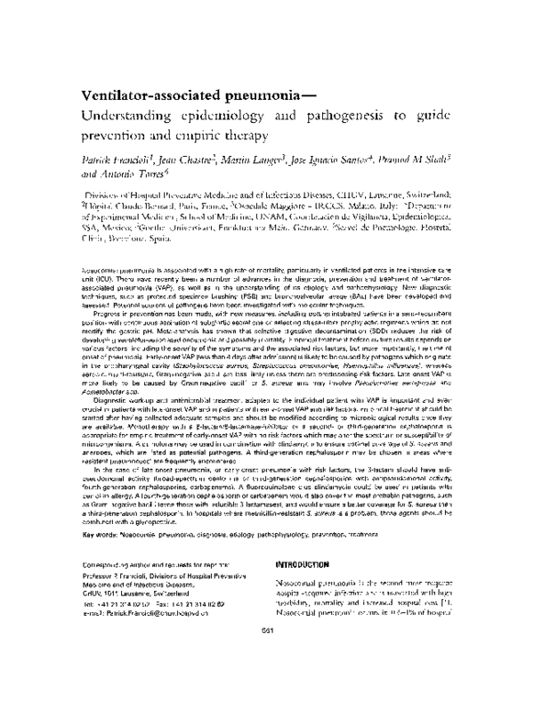 (PDF) Ventilator-associated pneumonia—Understanding epidemiology and ...
