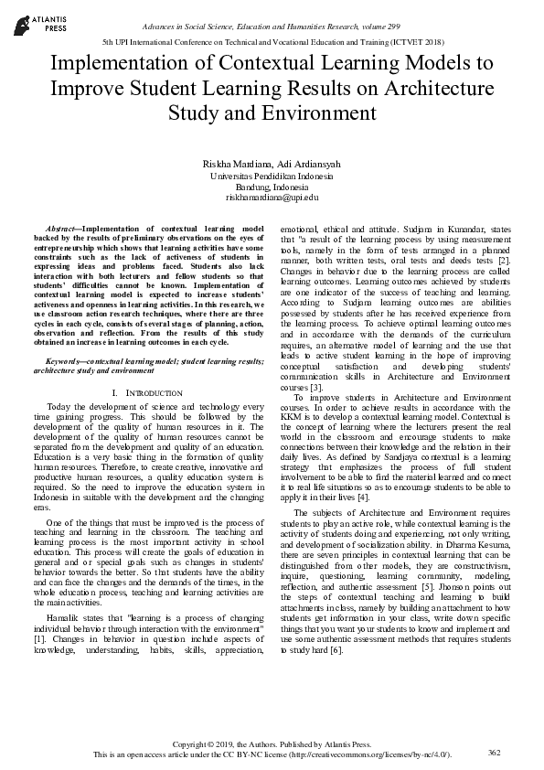 (PDF) Implementation of Contextual Learning Models to Improve Student Learning Results on ...