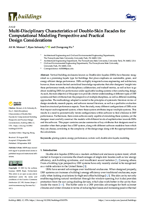 (PDF) Multi-Disciplinary Characteristics of Double-Skin Facades for Computational Modeling ...