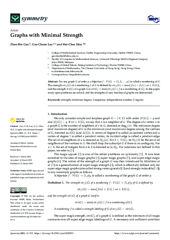 (PDF) Graphs with Minimal Strength