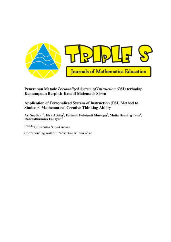 (PDF) Penerapan Metode Personalized System of Instruction (PSI ...