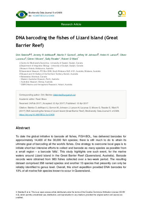 (PDF) DNA barcoding the fishes of Lizard Island (Great Barrier Reef)