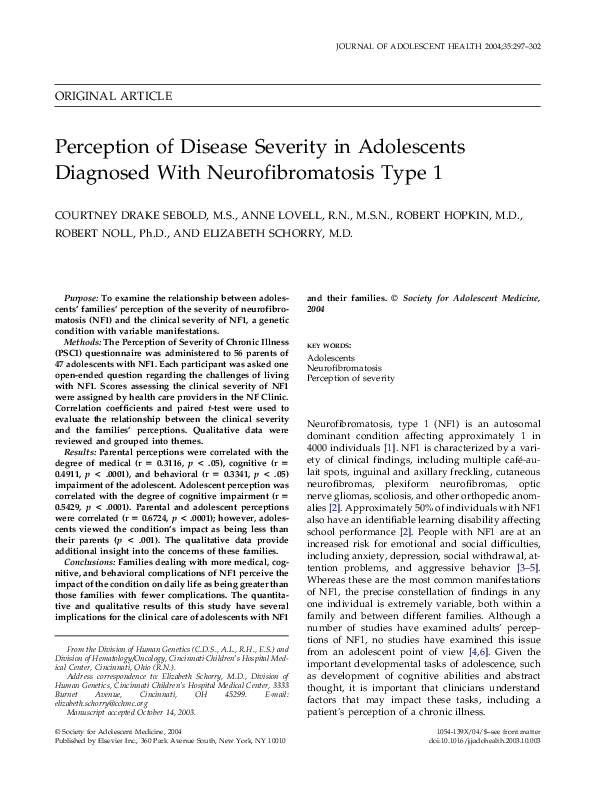 (PDF) Perception of disease severity in adolescents diagnosed with ...
