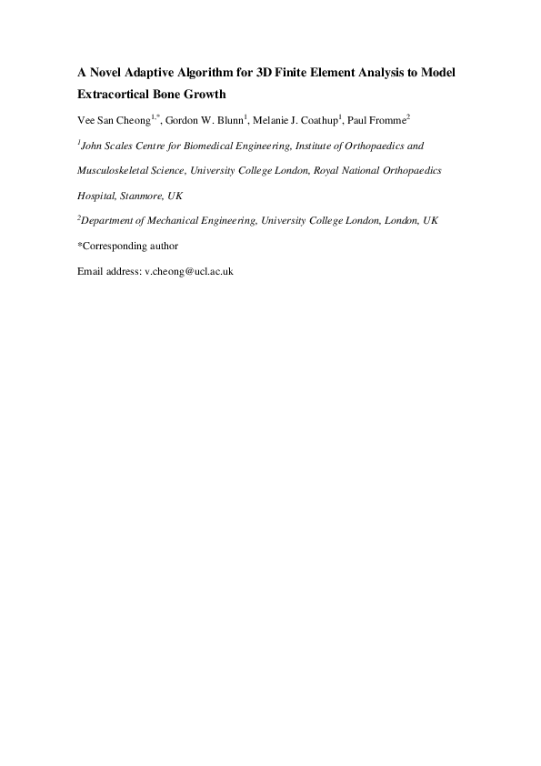 Pdf A Novel Adaptive Algorithm For 3d Finite Element Analysis To