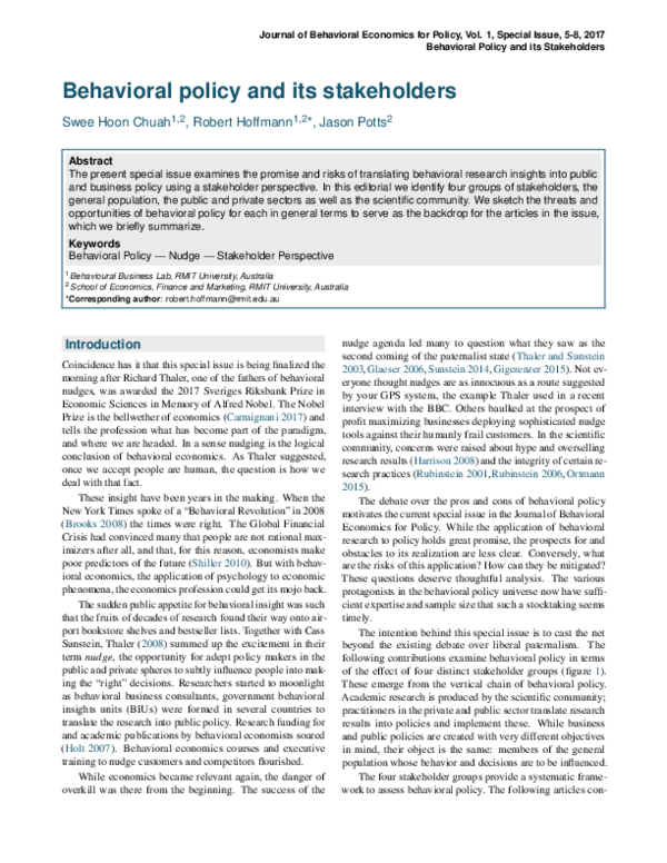 (PDF) Behavioral policy and its stakeholders