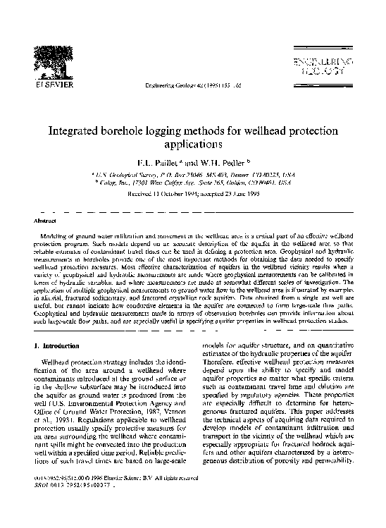 (PDF) Integrated borehole logging methods for wellhead protection applications